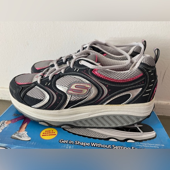 Skechers | Shoes | Vintage Skechers Shape Ups Navy Silver Original New ...